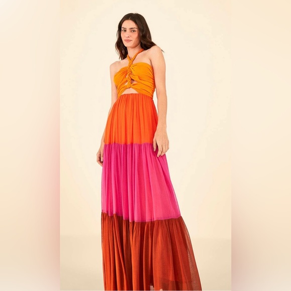 FARM Rio | Dresses | Nwt Farm Rio Color Blocking Maxi Dress L | Poshmark
